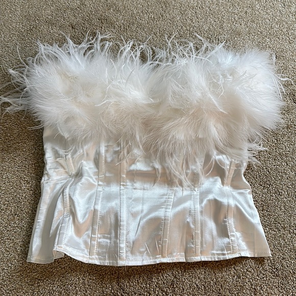 Tops | Commissioned White Feather Corset | Poshmark